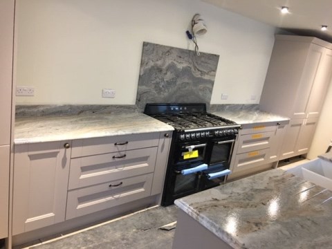 River Blue Leathered Granite Kitchen Worktops